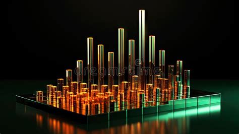 Abstract Glass Data Visualization With Orange And Green Bars Stock Illustration Illustration