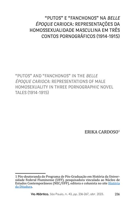 Pdf Putos E Fanchonos Na Belle Époque Carioca Representações Da Homossexualidade Masculina Em