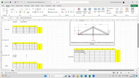 Truss Structure Analysis Using Matrix Method Youtube