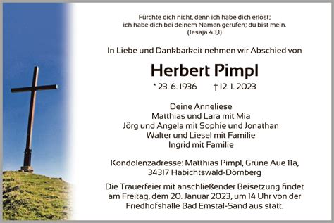 Traueranzeigen Von Herbert Pimpl Trauer Hna De