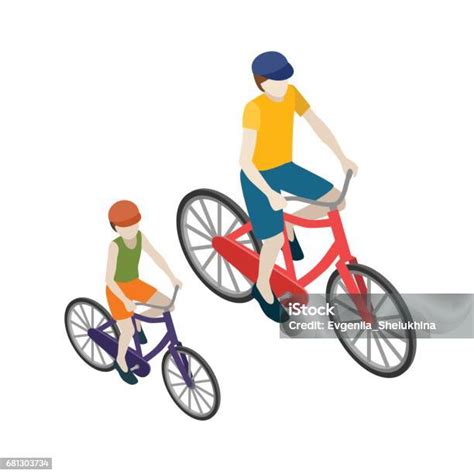 여성 및 남성 사이클 자전거를 타고 3 차원 Isometric 벡터 일러스트 레이 션 플랫 거리에 대한 스톡 벡터 아트 및 기타 이미지 거리 건강한 생활방식 교통