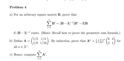 solved problem 4a ﻿for an arbitrary square matrix b ﻿prove