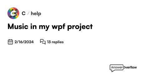 Music In My Wpf Project C