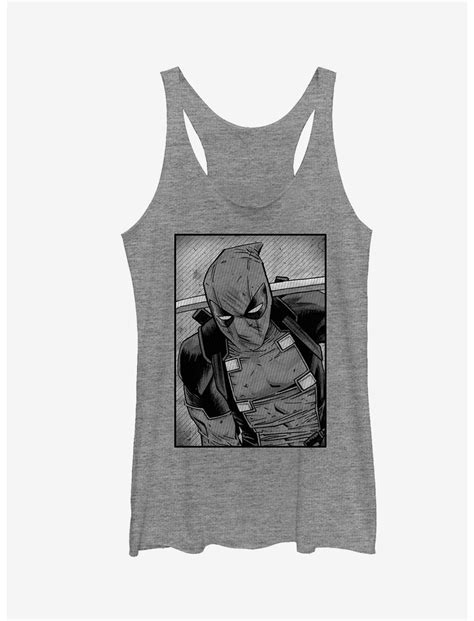 Marvel Deadpool Classic Grayscale Pose Girls Tank Grey Hot Topic