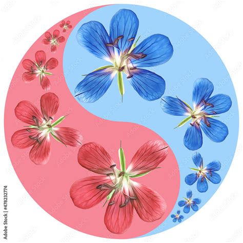 Floral Symbol Yin Yang Forest Geranium Geometric Pattern Of Yin Yang
