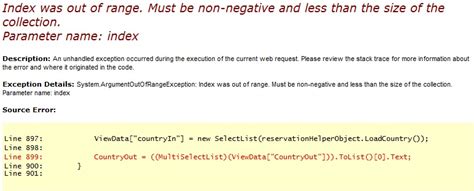 Asp Net Mvc Index Was Out Of Range Must Be Non Negative And Less Than The Size Of The