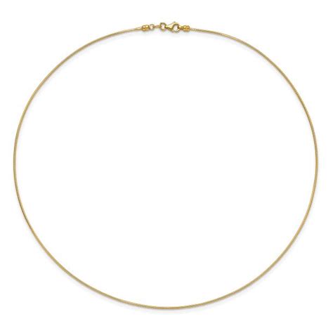 Yellow Gold Semi Solid Omega Chain Necklace 1mm 18 Inches Reeds