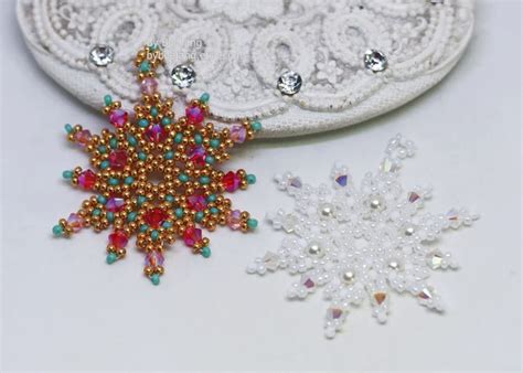 Snowflake Tutorial Khione Pendant Tutorial Beading Pattern Christmas Pdf Etsy Pendant