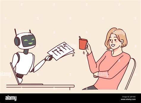 Smiling Woman Talking With Virtual Assistant On Computer Girl Have