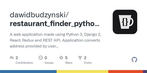 github dawidbudzynski restaurant finder python django a web