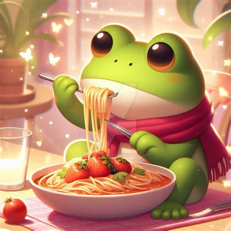 Frog Eats Spaghetti By Sallystinkerton On Deviantart