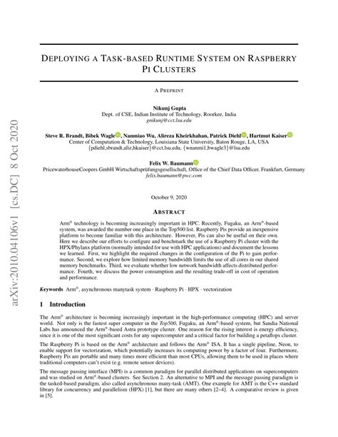 Pdf Deploying A Task Based Runtime System On Raspberry Pi Clusters