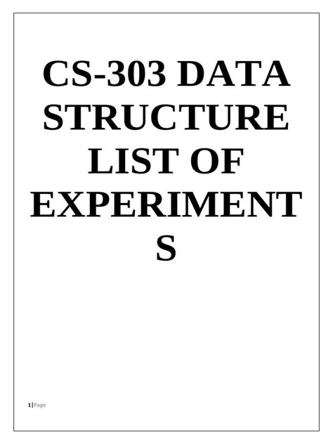 Cs 303 Data Structure Lab Pdf Integer Computer Science Computing
