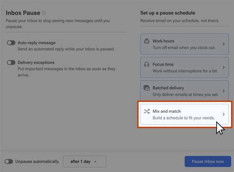 how to create a customized inbox pause schedule boomerang for outlook
