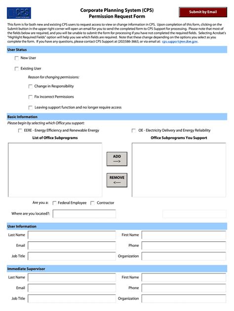 Fillable Online Cpsweb Ee Doe Corporate Planning System Cps Permission Request Form Fax Email