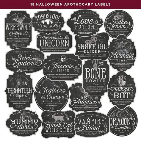 Halloween Apothecary Printable Labels Full Set