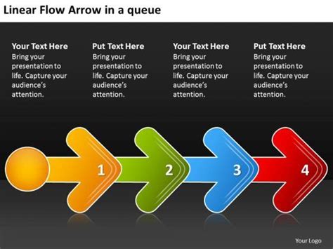 Linear Flow Arrow Queue Schematic Powerpoint Templates