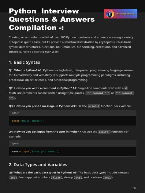 Python Interview Prepp Qanda Compilationdark Pdf Python Programming