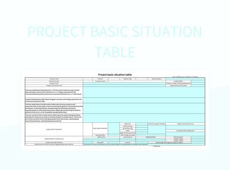 Project Basic Situation Table Excel Template And Google Sheets File For Free Download Slidesdocs