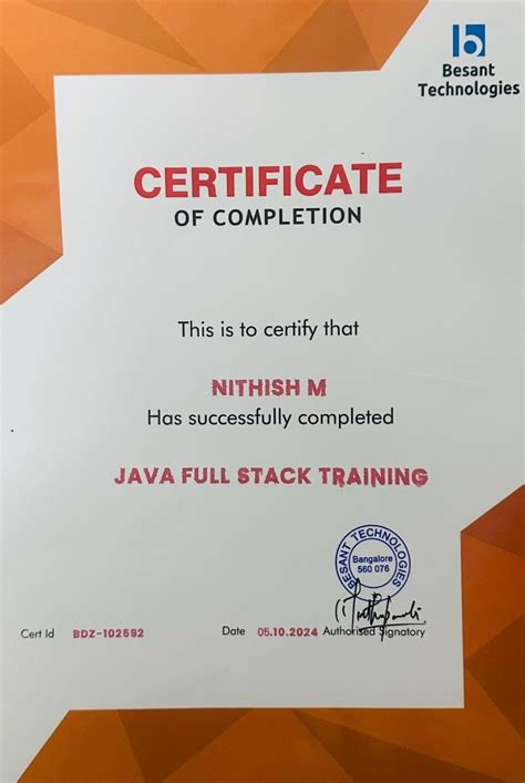 Nithish M On Linkedin Thrilled To Share That Ive Completed Six Months Of The Java Full Stack