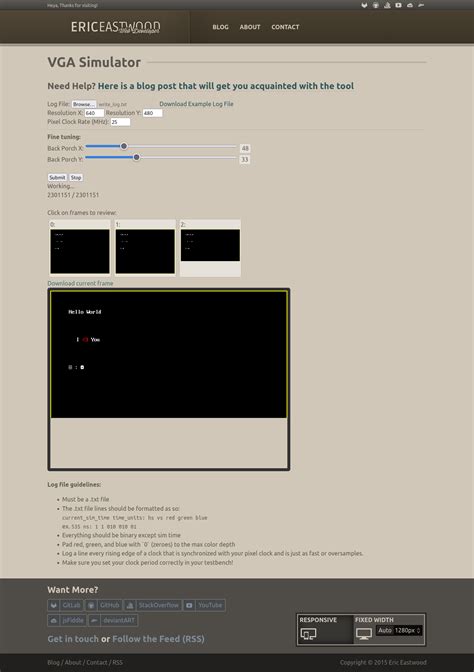 Vga Simulator Only Appears To Render Full Frames Whereas Eastwoods Site Renders Partial Frames