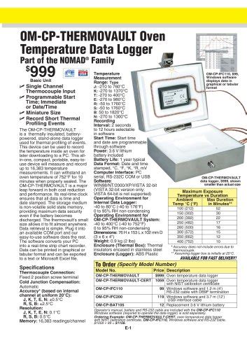 Oven Temperature Data Logger Om Cp Thermovault Omega Pdf Catalogs