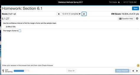 Solved Use The Confidence Interval To Find The Margin Of Chegg