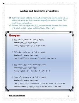 Gre Math Prep Adding And Subtracting Functions By Effortless Math