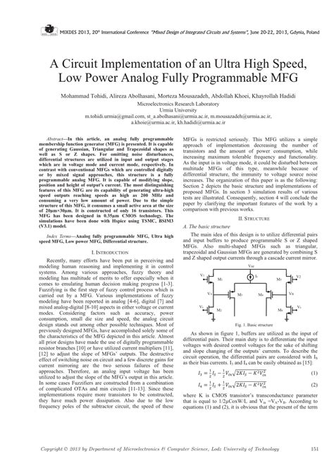 Pdf A Circuit Implementation Of An Ultra High Speed Low Power Analog Fully Programmable Mfg