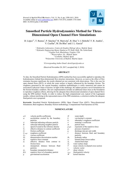 pdf smoothed particle hydrodynamics method for three dimensional open