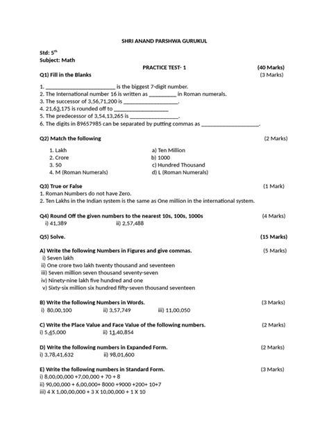 Grade 5 Pt 1 Math Shri Anand Parshwa Gurukul Pdf Lexicology