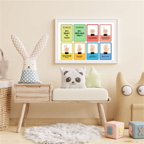 Emotions Flashcard Fist To Five Method Graphic Tool To Help Process And Regulate Feelings Check In