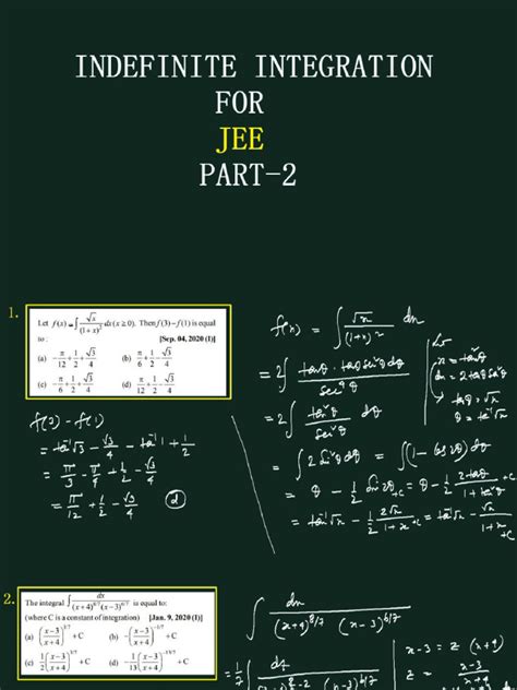 indefinite integration jee 15 part 2 solutions pdf