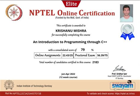 Krishanu Mishra On Linkedin Nptel Programming Cpp Iitbombay