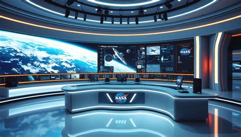 Futuristic Nasa Mission Control Center A 3d Render Of A High Tech