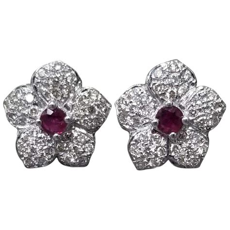 Nwt 23 500 18kt Gold Gorgeous 6ct Natural Ruby Diamond Floral Flower