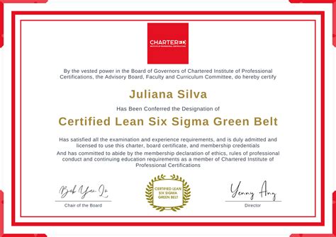 Certified Lean Six Sigma Green Belt Certification Program Chartered Institute Of