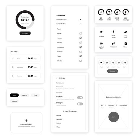 Free Wireframe Template For Fitness Tracker Ui
