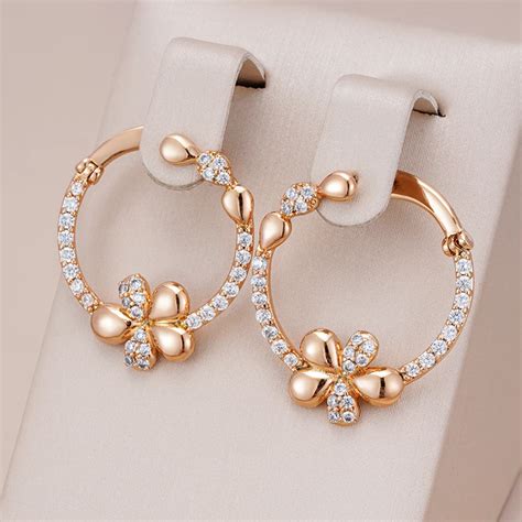 Kinel New Innovative 585 Rose Gold Color Drop Earrings Luxury Elegant