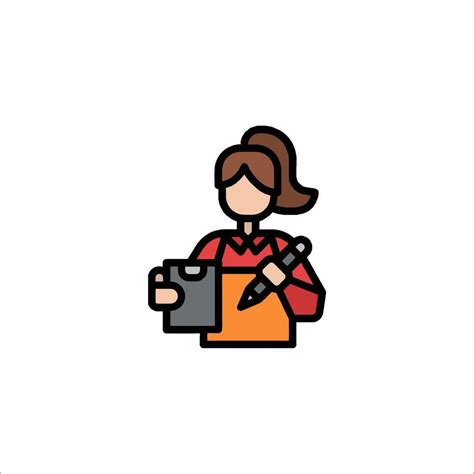 A Woman Holding A Clipboard And Pen Icon 54028808 Vector Art At Vecteezy