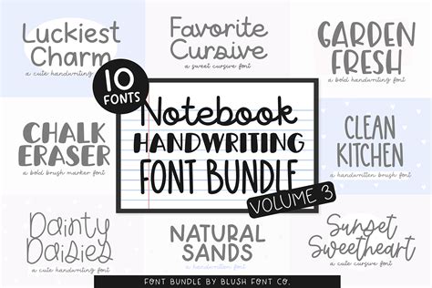 Notebook Handwriting Font Bundle Vol 3 10 Fonts — Blush Font Co