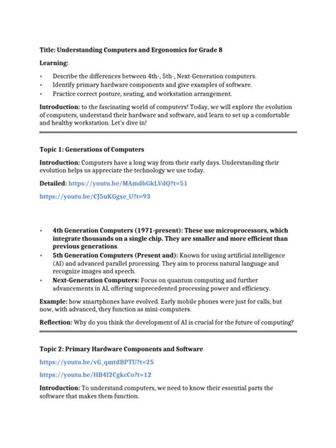 Generations Of Computers Basic Hardware Software Workstation Safety Cbse Pdf Computer
