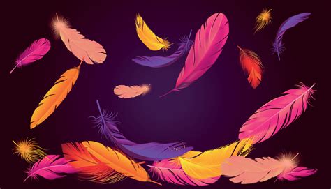 Colored Falling Feathers Composition 28706119 Vector Art At Vecteezy