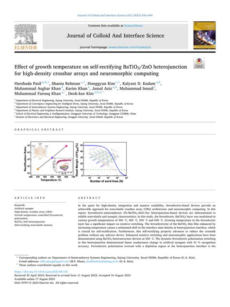 Pdf Effect Of Growth Temperature On Self Rectifying Batio3 Zno