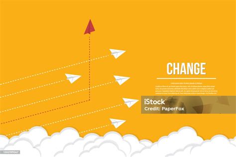 다른 개념을 생각합니다 빨간색 비행기 는 방향을 변경합니다 새로운 아이디어 변화 추세 용기 창의적인 솔루션 혁신 및 독특한 방법 개념 개념에 대한 스톡 벡터 아트 및 기타