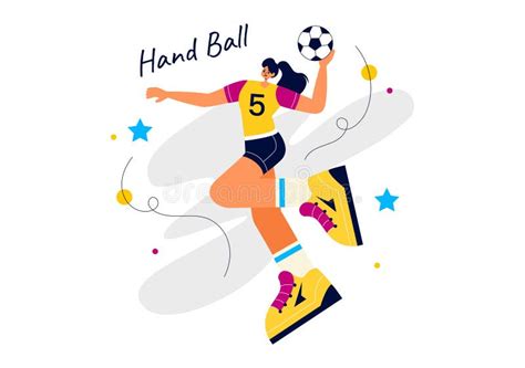 Handball Vector Illustration Of A Player Touching The Ball And Scoring