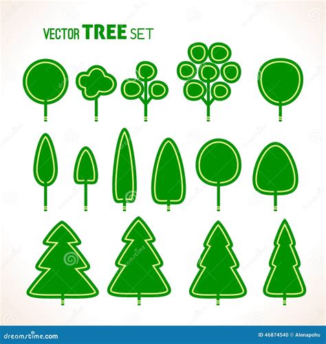 Set Of Green Trees Icons Stock Vector Illustration Of Ecology