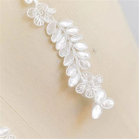 Leaf Pattern Lace Applique Pair Bidal Hair Accessories Oneyard