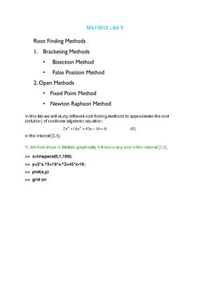 Mat Lab Lab Lecture S Lecture Notes You Can Use These To Study Your Exams Lab In