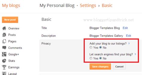how to hide blogger blogs from search engines blogger tips and tricks